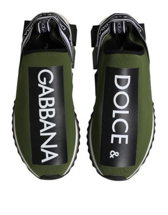 Dolce & Gabbana Green Logo Low Top Sorrento Men Sneakers Shoes Nylon Elastane Viscose Pu