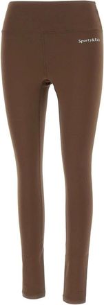 Sporty & Rich Femme, Pantalons, Brun, Taille: 38 FR Serif Logo Legging