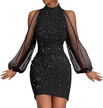 Generic Femmes Automne Hiver Col Rond Dentelle Manches Longues Wrap Hip Taille Robe Jupe Longue Frange Robe Grande Taille, BK1., XXL