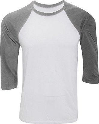 Bella + Canvas T-shirt de base-ball à manches 3/4 pour hommes - Blanc - X-Small