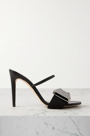 Loewe Mules En Toile Et En Cuir &Agrave; Boucles - Noir