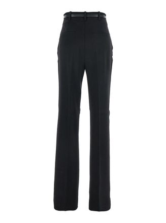 Sportmax Womens Black Pants With Belt And Metallic Buckle Viscose Trousers