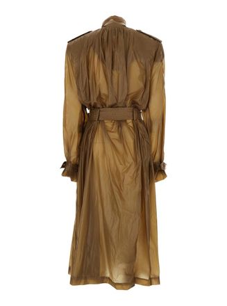 Saint Laurent Womens Trench Coat Beige Cotton