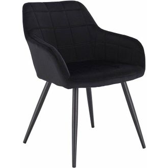 Woltu Woltu - Chaise de salle &agrave; manger en velours - Accoudoirs - Pieds en m&eacute;tal noir - Confort ergonomique - Charge max 120 kg - Montage simple