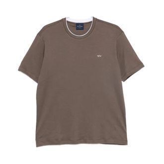 Paul & Shark Supima Baumwolle T-Shirt mit gestickter Flosse - - Tops - Herren - Braun - XL