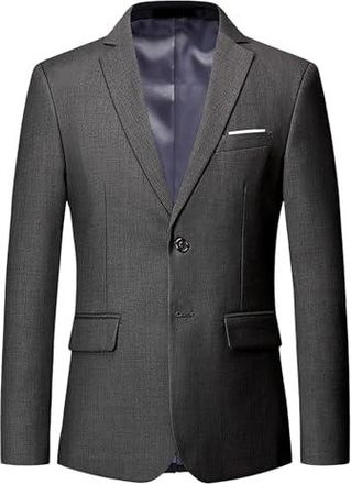 Generic Veste de costume simple pour homme - Couleur unie - Pour mariage - Version formelle - Manteaux et blazer de sport, gris, 5XL
