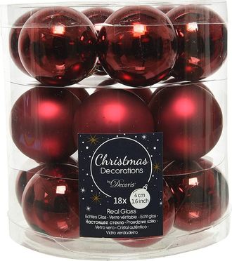 Kaemingk Weihnachtskugeln Glas 4cm x 18 Stück kleine Christbaumkugeln Ochsenblut