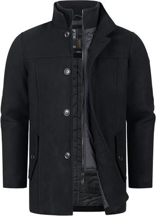 Indicode INLunik Manteau pour homme en mélange de laine | Veste dhiver doublée Parka pour homme, Noir, M