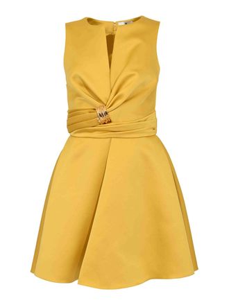 Elisabetta Franchi Robe Au Genou - Jaune Clair