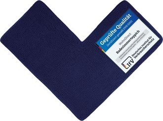 WohnDirect Badematte L-Form Eckdusche Dunkelblau - Eck-Badvorleger (Schenkelma&szlig; 100x100 cm) - Weicher Hochflor Teppich ums Eck, 50cm Breite (Versand aus DE)