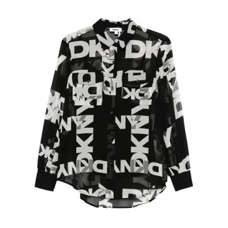 DKNY Dkny, Femme, Blouses et Chemises, Noir, Taille: 38 FR Logo Print Shirt