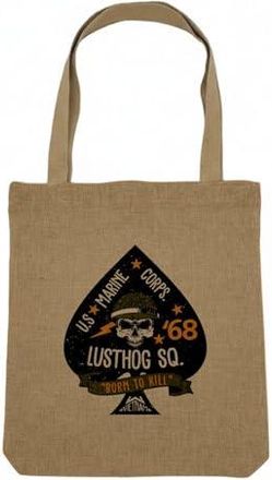 Fabulous Sac Shopping Tote Bag Aspect Lin - Lusthog Squad Geek Vietnam Guerre Film - Sac de Courses Toile Epaisse 360g Beige Naturel Cabas Port&eacute; Epaule Solide 