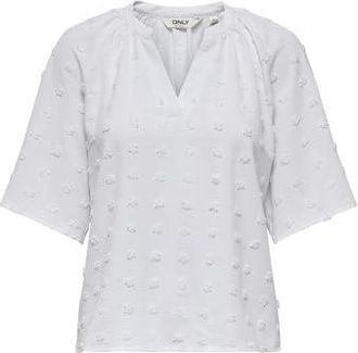 Only Onlivana Life 34 Dobby WVN CS Haut &agrave; col en V, Blanc &eacute;clatant., XS