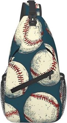 Generic Sacoche Homme Bandouliere Baseball Sitches Vintage R&eacute;glable Sac Bandouli&egrave;re Multifonction Cross Body pour Camping &eacute;cole Voyage