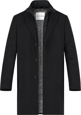 Roy Robson Herren Mantel schwarz unifarben