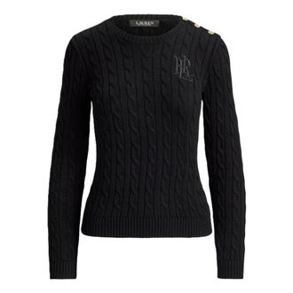 Ralph Lauren Zopfmuster-Pullover mit Knopfverzierung - - Knitwear - Damen - Schwarzk - S