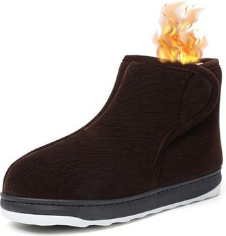 Generic Bottine Chaude Femme Hommes Doubl&eacute;es Bottes de Neige Chaussures &agrave; Enfiler Chaussons Fermeture R&eacute;glable Bottes de Antid&eacute;rapantes pour lhiver Men Brown 