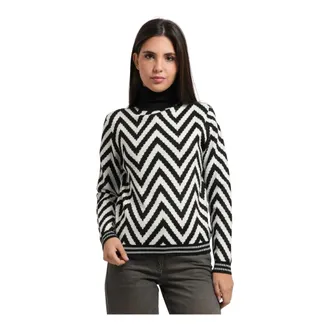 Fracomina Pull Jacquard Chevrons - Femme - Pulls - Noir - Taille: 36 FR
