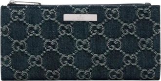 Gucci Kleine Geldb&ouml;rse mit Plakette - - Accessories - Damen - Blau - ONE SIZE