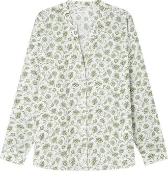 Springfield Damen 6.t.Camisa Lino Cuello Mao Hemd, Dunkes Kakigrün, 36