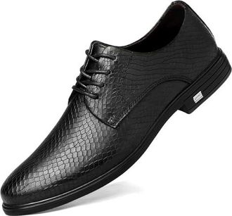 Generic Chaussures habillées rétro en cuir Oxford pour homme Motif crocodile, Noir, 39 1/3 EU