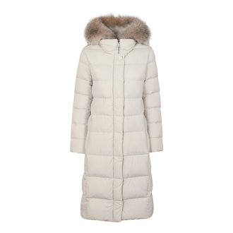 Moorer Nylon Daunenjacke mit Pelzkapuze - - Coats - Damen - Wei&szlig; - M