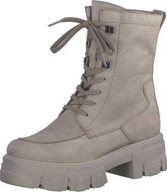 Marco Tozzi Damen Stiefeletten zum Schnüren aus Leder Plateau, Braun (Taupe Nubuck), 40