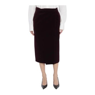 Saint Laurent Midi-Wickelrock aus Baumwollsamt - - Skirts - Damen - Lila - L
