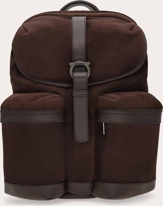 Ferragamo Herren Rucksack aus Veloursleder Braun