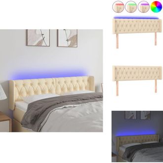 vidaXL Led Kopfteil Creme 147x16x78/88 cm Stoff - led Kopfteil - Bett-Kopfteil - Kopfteil Creme - Betten Zubehör - Wohnzimmer Dekoration
