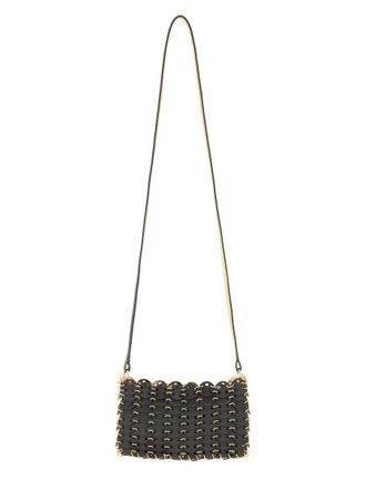 Paco Rabanne Womens 1969 Nano Flip Bag Shoulder Black Leather