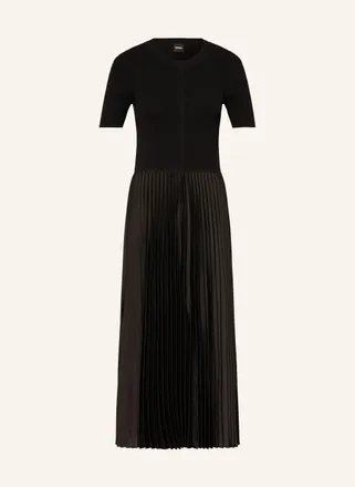HUGO BOSS Kleid Fadridi Im Materialmix Mit Plissees schwarz