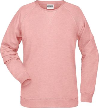 James & Nicholson Damen Raglan Sweatshirt - Sweatshirt aus Bio-Baumwolle mit leicht tailliertem Schnitt | Farbe: Rose-Melange | Grösse: XXL
