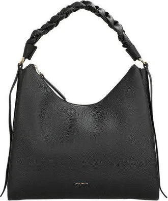 Coccinelle Womens Handbag Black-Cognac Cowhide Bags - Handbags Black/cognac