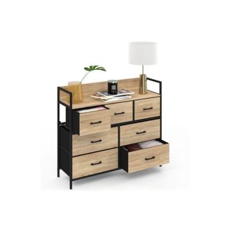 IDMarket Idmarket - Kommode mit 7 Schubladen aus Stoff utah 100 cm Aufbewahrungsm&ouml;bel Industriedesign