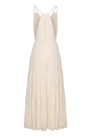 Celine Womens Cotton And Silk Cr&eacute;pon Maxi Dress Ivory