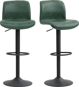 HOMCOM Barhocker 2er Set, höhenverstellbare Barhocker mit Rückenlehne und Fußstütze, PU Leder gepolsterte Esszimmerhocker für Küche, Theke, Frühstücksbar, Gr