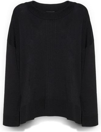 Elena Miro Femme, Pulls, Noir, Taille: 42/44 FR Pull Ras du Cou en Maille de Viscose M&eacute;lang&eacute;e