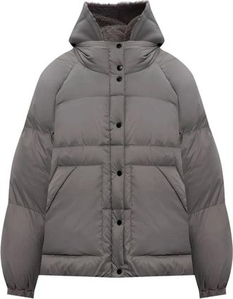 Yves Salomon Femme, Vestes, Gris, Taille: 38 FR Doudoune &agrave; capuche