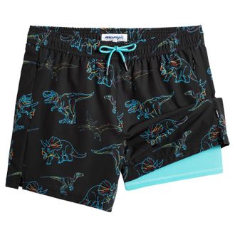 Maamgic Herren Badehose mit Kompression Badeshorts 2 in 1|14cm Innenl&auml;nge Schnelltrocknend l&auml;ssige Swim Shorts Kurz Boardshorts mit Innenhose Rei&szlig;verschlussta