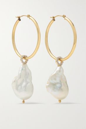 Mateo Bijoux Creolen Aus 14 Karat Gold Mit Diamanten Und Perlen