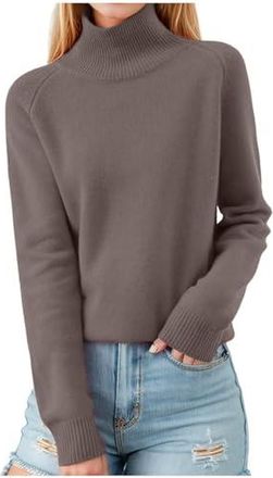 Generico Pull à col roulé pour femme dhiver, pull léger basique surdimensionné doux à manches longues avec col roulé en tricot élégant chandail pour lautomne e