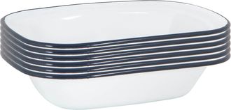 Argon Tableware 16 x 12cm Wei&szlig;e Emaille-Kuchenformen - Marine - 6x Klassiker Gepresster Stahl Backform, Antihaft Auflaufform, Leicht & Dauerhaft Camping Kochgeschirr,