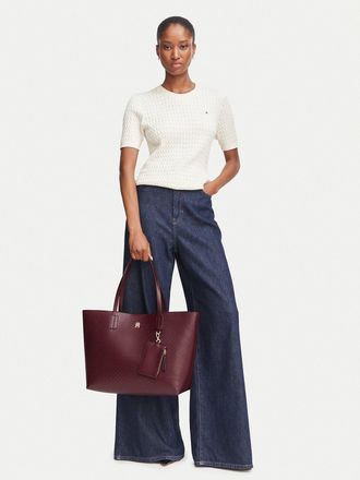 Tommy Hilfiger Handtasche Tommy Hilfiger Th Icon Tote Mono AW0AW19004 Dunkelrot
