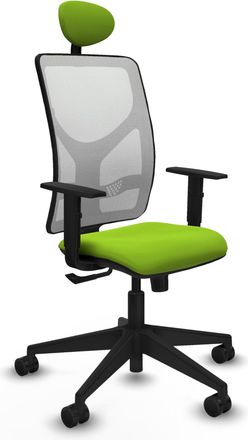 Piqueras y Crespo Schreibtischstuhl mit R&uuml;ckenlehne, mit 1D-Armlehnen, h&ouml;henverstellbare Lendenwirbelst&uuml;tze und festes Kopfteil, ausgestattet mit 3 Positionen, Wei&szlig;/Pis