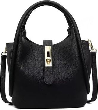 Generic Sac &agrave; bandouli&egrave;re noir de grande capacit&eacute; pour femme - Sac &agrave; bandouli&egrave;re en cuir synth&eacute;tique, sac &agrave; main &eacute;l&eacute;gant et spacieux pour voyage, shopping