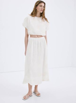 Mango Blouse coton d&eacute;tails brod&eacute;s &eacute;cru - Femme - XL - MANGO