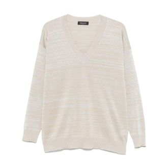 Fabiana Filippi Femme, Pulls, Beige, Taille: 36 FR Pull Col V en Lam&eacute;