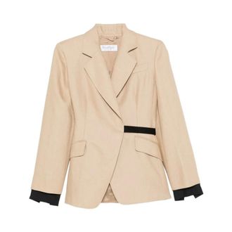 Max Mara Femme, Vestes, Beige, Taille: 40 FR Mxsfionda Linen Blazer