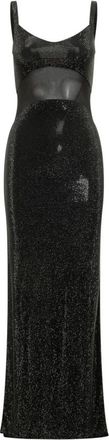 twentyfour Femme, Robes, Noir, Taille: 44 FR Abito lungo Paillettes Trasparenza